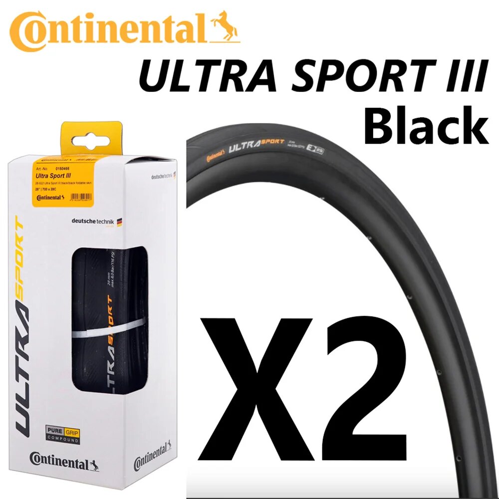 Континенталь Ultra Sport III 700x28 черные коричневые складные шины для Черный, U28 Black 2Tire