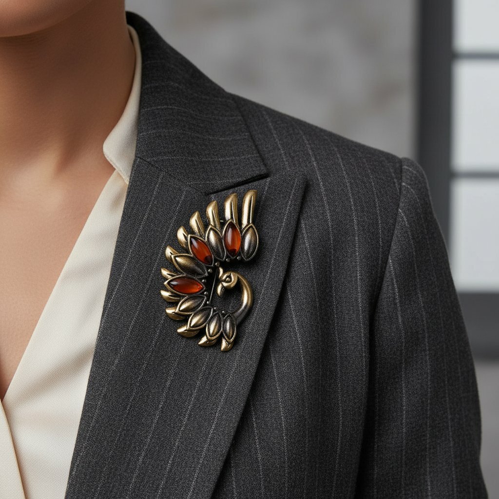 Брошь, янтарь