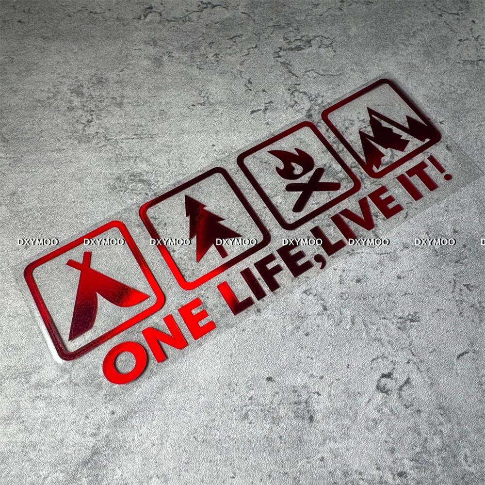 Наклейка на авто "Одна жизнь, Live It" красная, 30x10 см