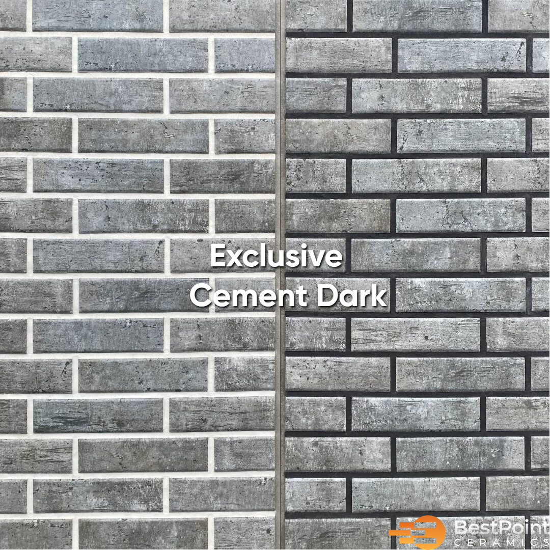 Плитка клинкерная BestPoint "Exclusive Cement Dark", 24,5x6,5 см, матовая, серая