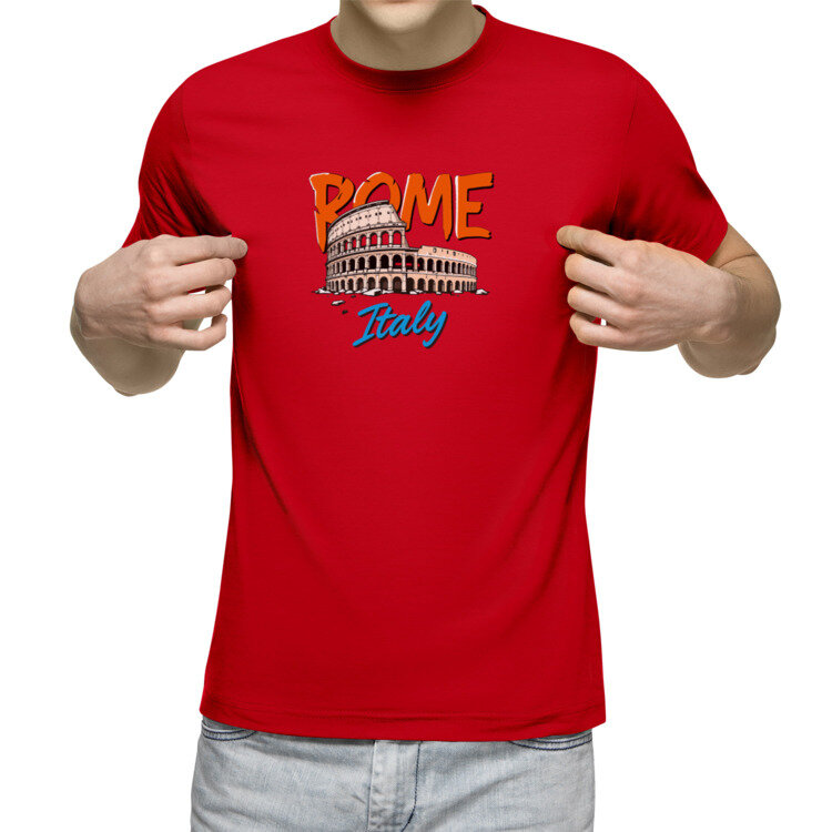 Мужская футболка «Рим колизей» (красный, L)
