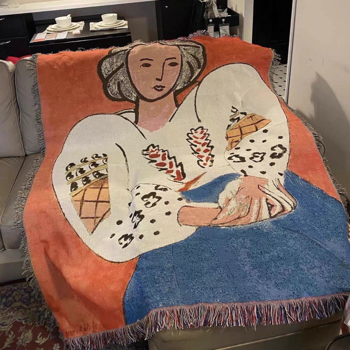 Американский ретро-гобелен для кемпинга на открытом воздухе, покрывало для багажника, настенный гобелен для гостиной, рамка для картин, покрывало для дивана.