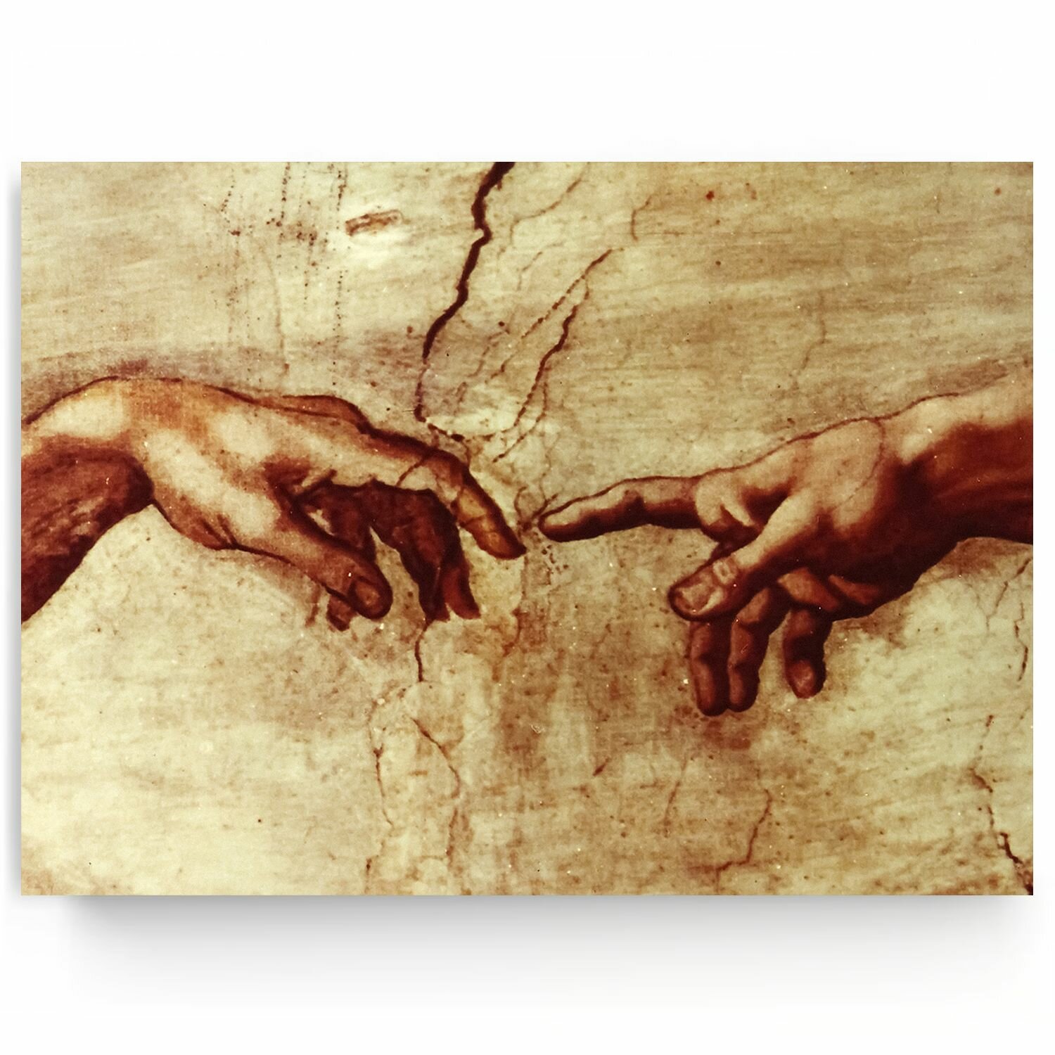 Микеланджело / сотворение адама, Репродукция картины на холсте, 30х40 см.