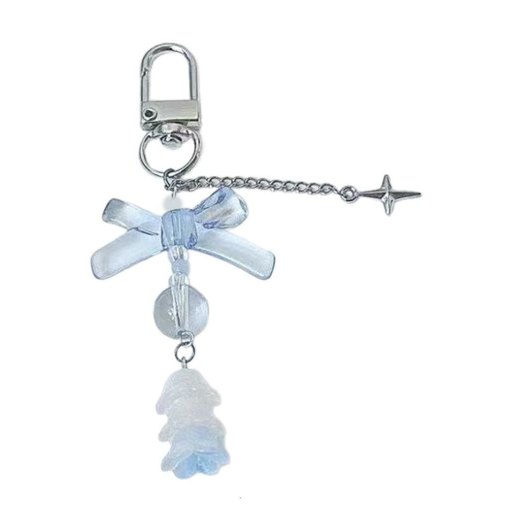 Брелок-бант с цветком и бусинами