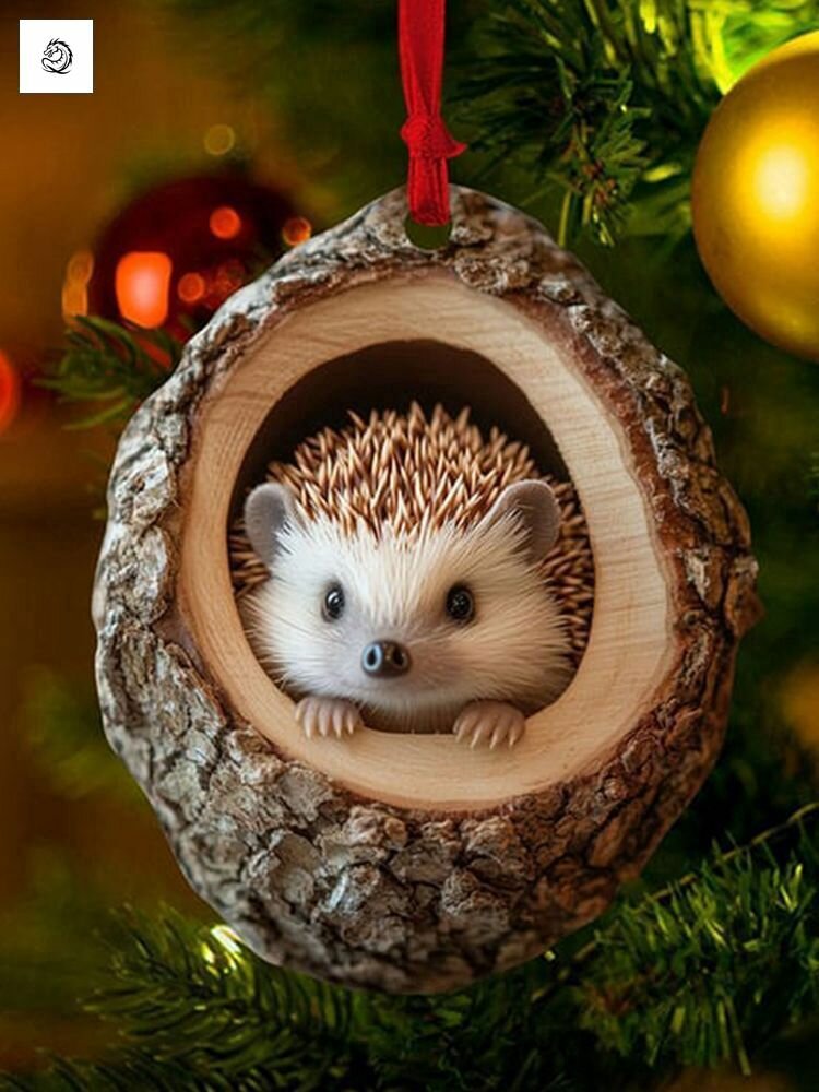 Новогодние подвески с животными коричневые акриловые с лентой