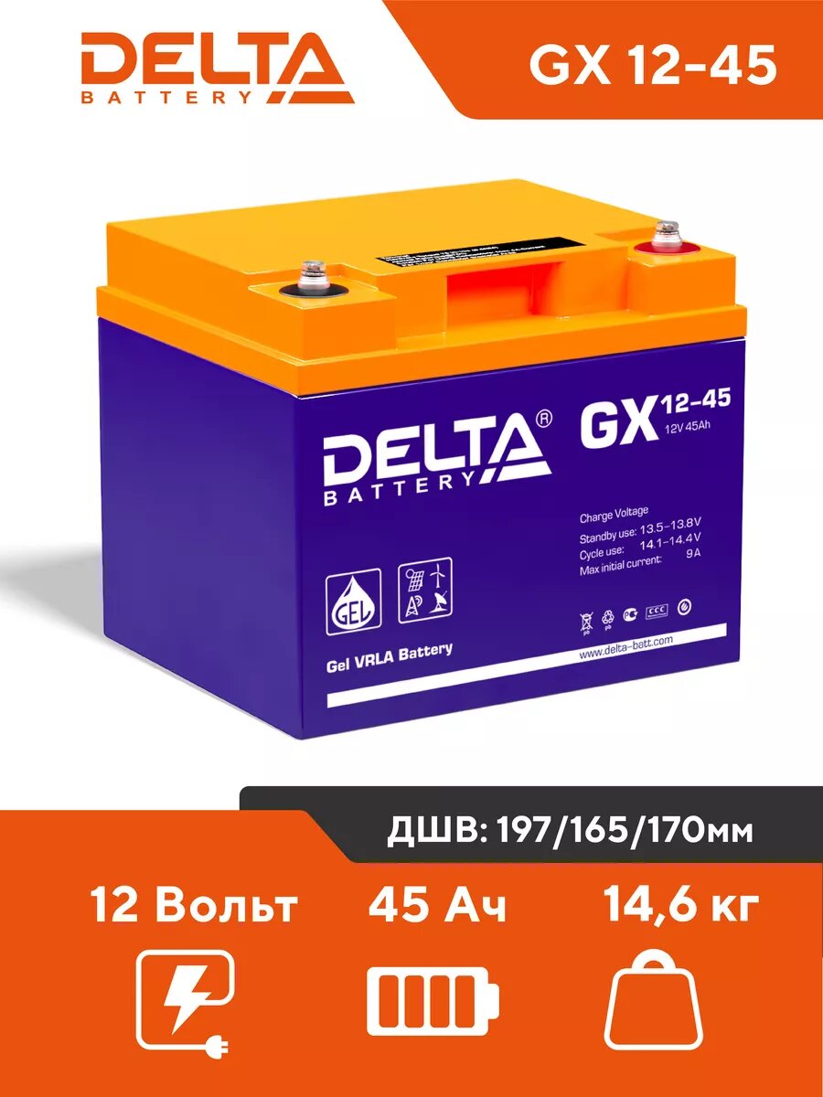 Аккумулятор 12V 45Ah для ИБП GX 12-45