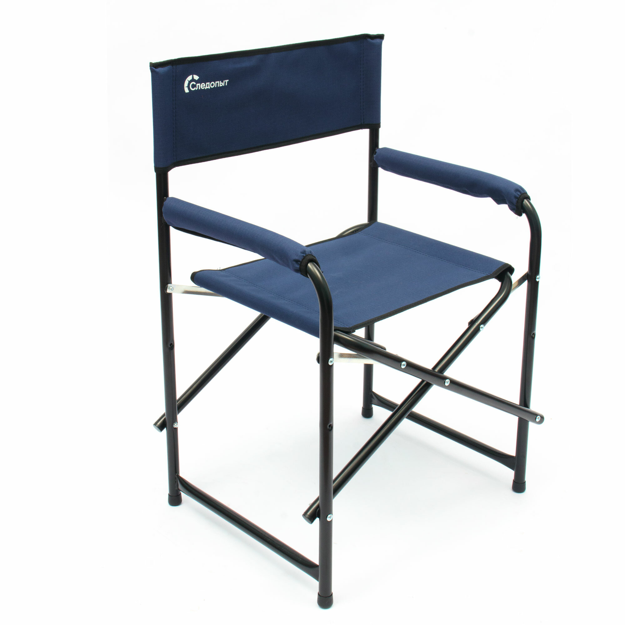 Кресло складное следопыт, 560х470х830 мм, сталь 22 мм, синий