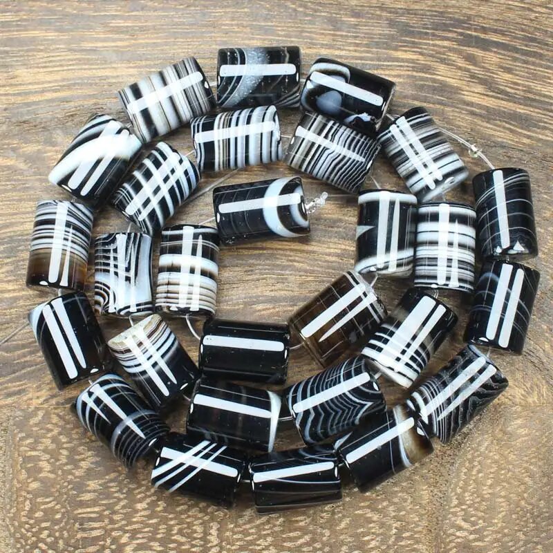 Бусины из агата Ботсваны Laerf Beads, черные полоски, 6-30 мм Black10x14mm 28pcs