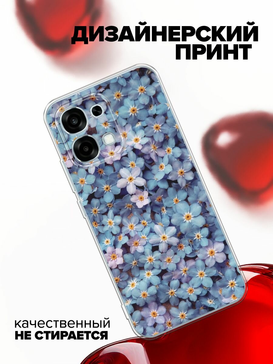 Силиконовый чехол на Oppo A6 Pro / Оппо A6 Про с принтом Поле незабудок — фото 1