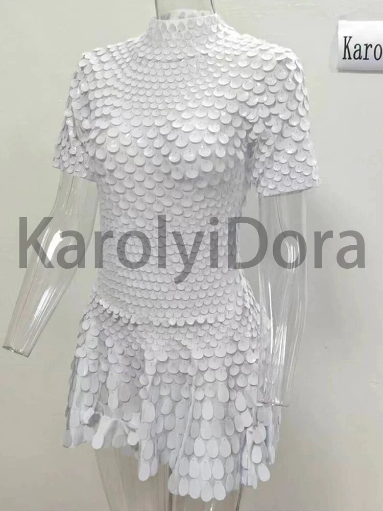 Сексуальное мини-платье XXXL синего цвета со стразами М, Белый, белый