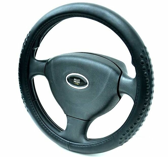 Оплетка на руль для автомобиля Geely Emgrand EC7, MK, Emgrand X7, GC6, CK / Джили МК Кросс и др, в черном цвете, Натуральная кожа