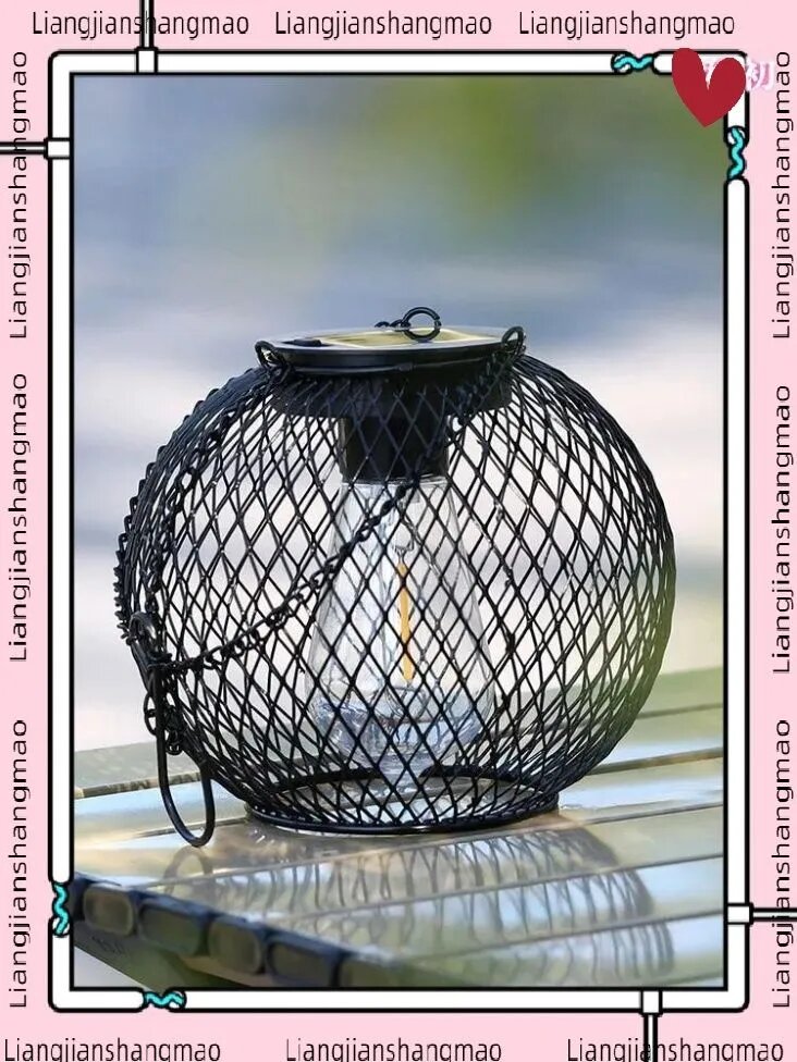 Уличный круглый светильник на солнечной батарее, 1.2W, кованый черный металл, для сада и дачи