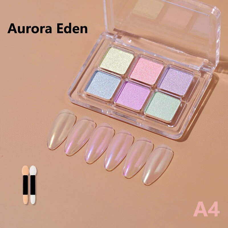 Пудра для ногтей Aurora Eden A4, 6 цветов