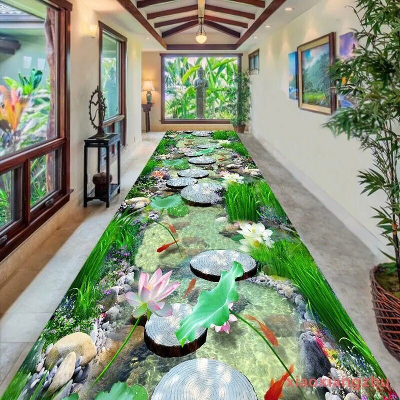 Ковер 160x240 см с 3D рисунком пруда для гостиной, спальни, кабинета, кухни
