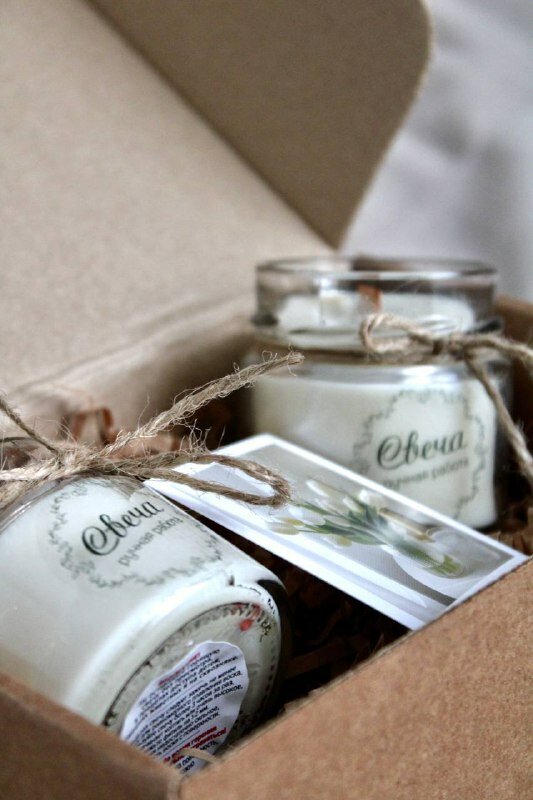 Набор ароматических свечей, с сухоцветами, древесным фитилём, подарочный