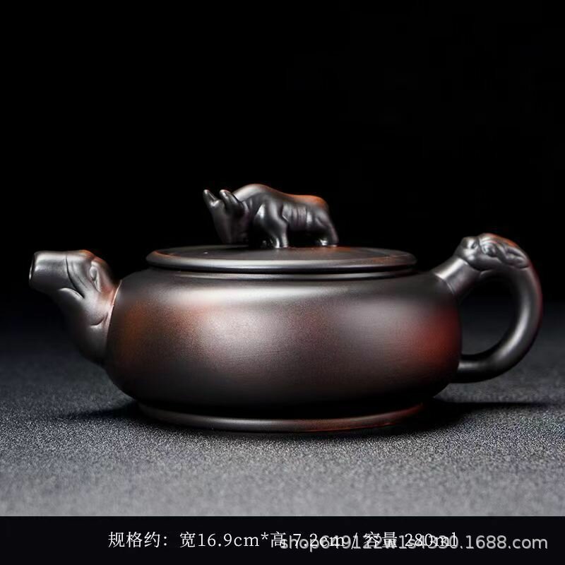 Новый чайник из фиолетовой глины для домашнего использования, чайник Сиши, чайник с изображением благоприятного слона, рельефная фиолетовая глина, полуручная работа, чайный сервиз для кунг-фу, подарочный товар.