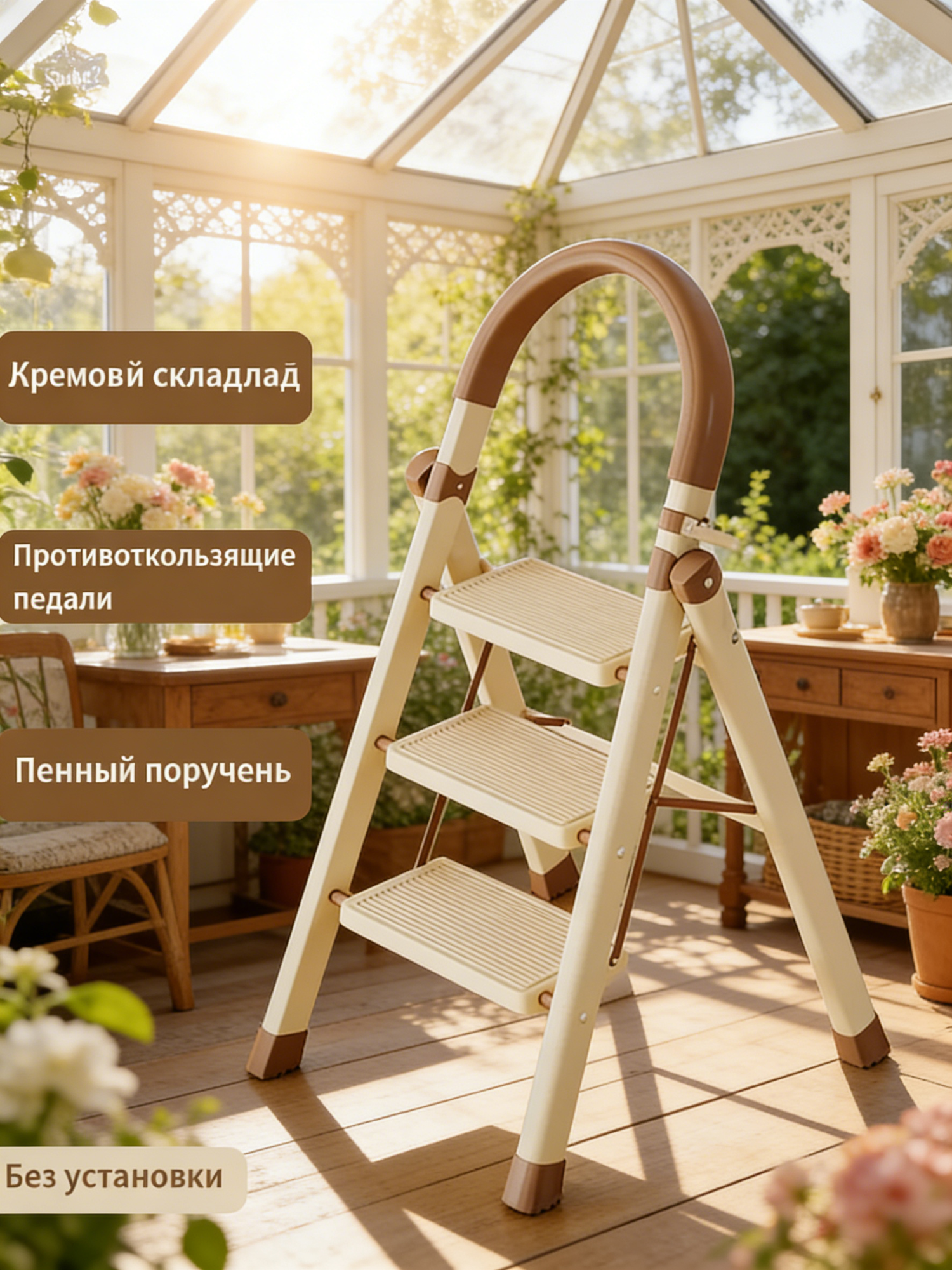 Ступеньки для дома, противоскользящие, складная лестница, удобная ручка, легкая