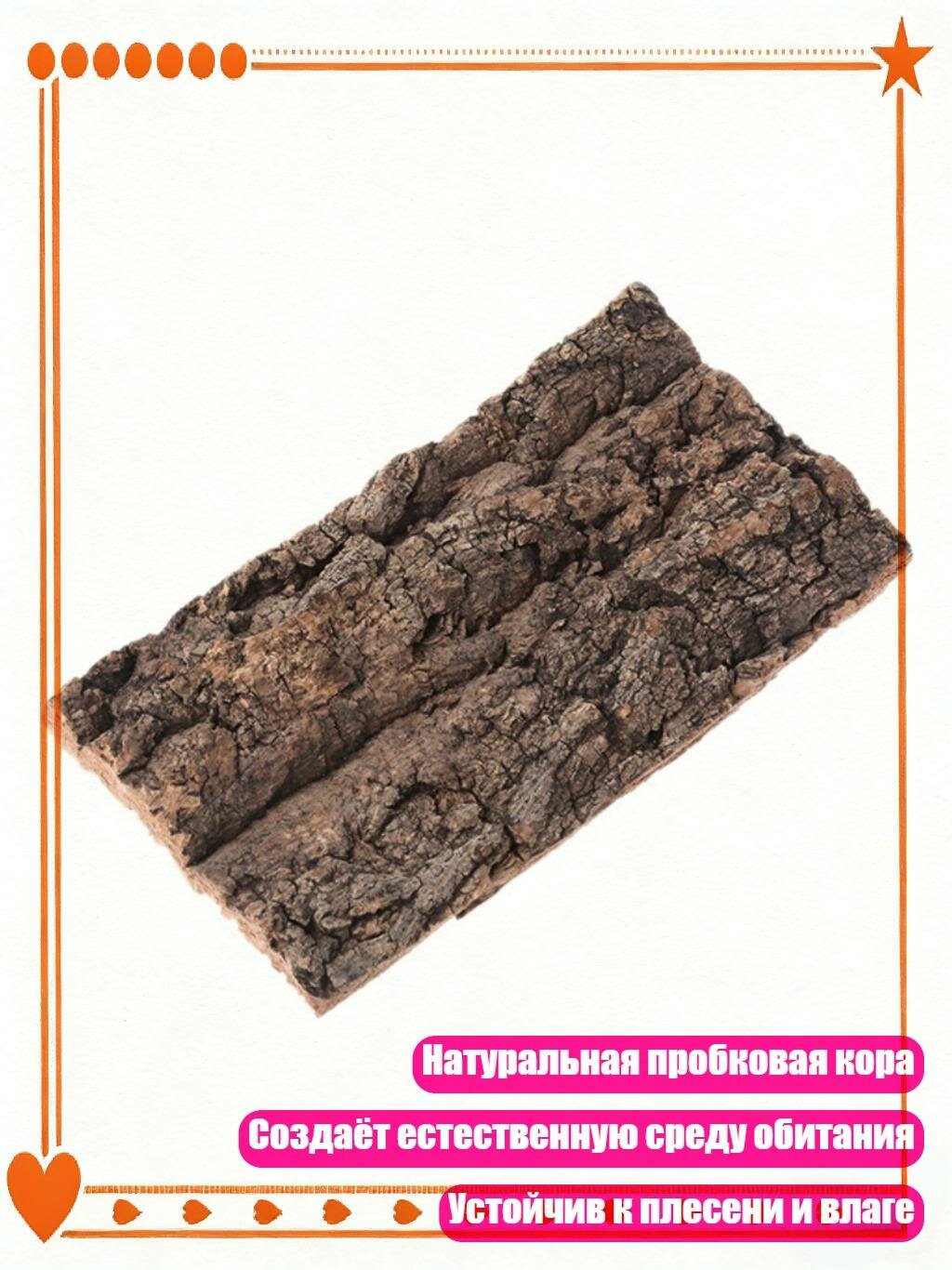 Фон из натуральной пробковой коры для террариума, Коричневый