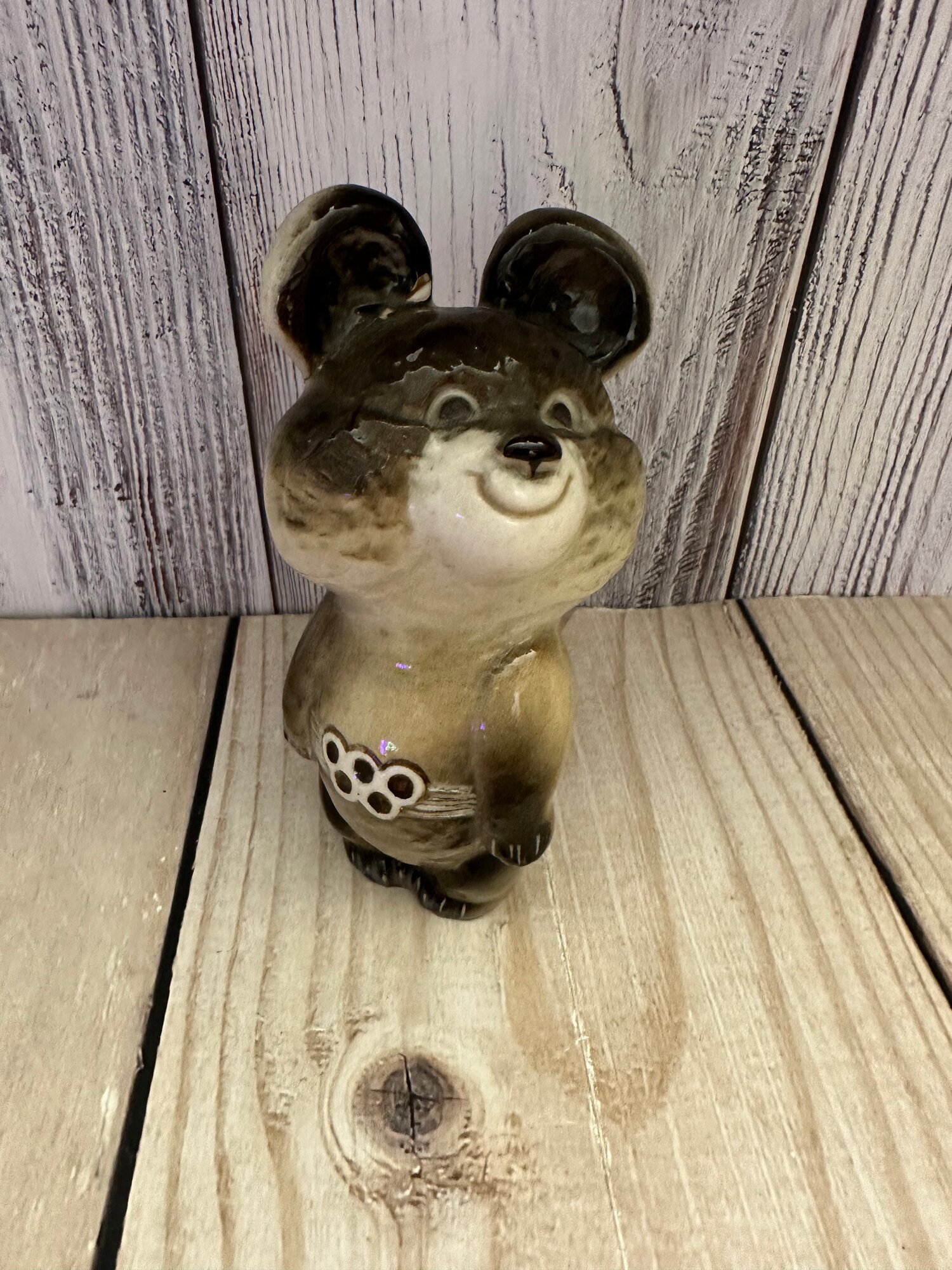 Статуэтка Олимпийский Мишка Фарфор Лфз ссср 1980 винтажная коллекционная редкая