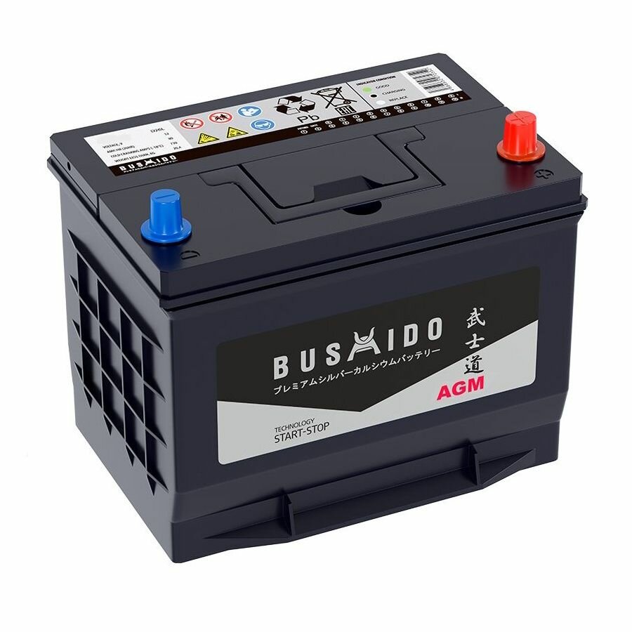 Аккумулятор BUSHIDO AGM D26L (12В 75Ач 710А 260х172х220мм) обр. пол.