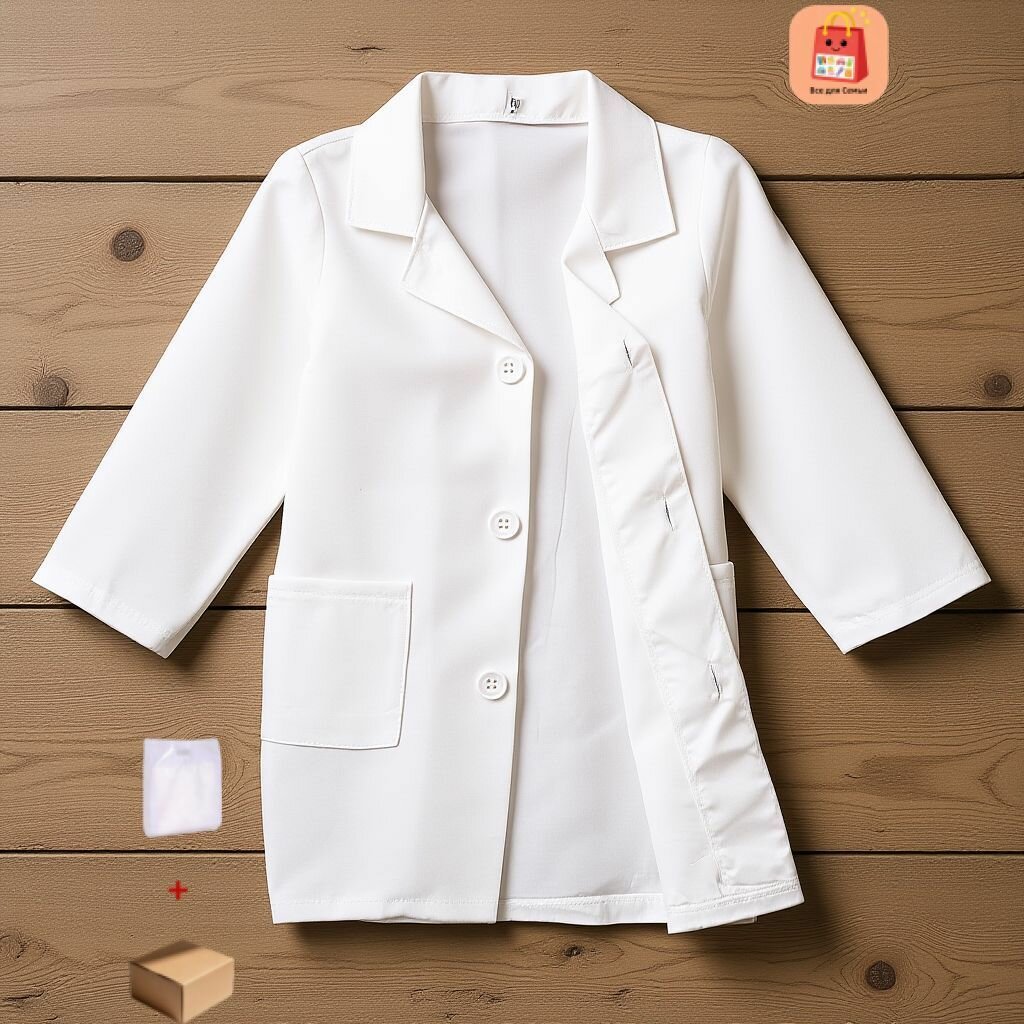 1 Шт Белый Халат, Для Дети, Из Полиэстера, Для Ролевых Игр