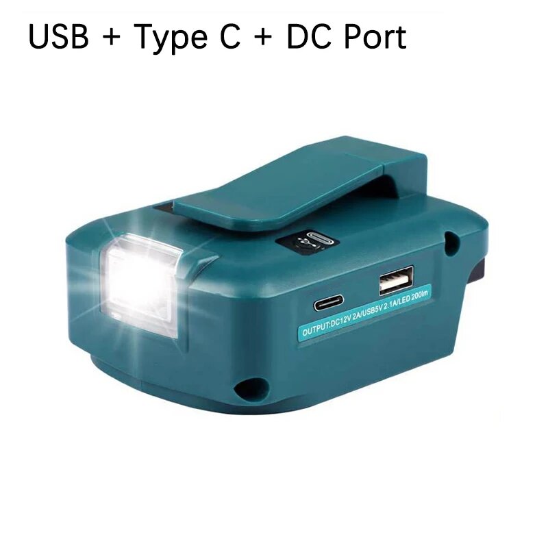 USB адаптер с подсветкой для аккумуляторов Makita 14,4В/18В Type 2