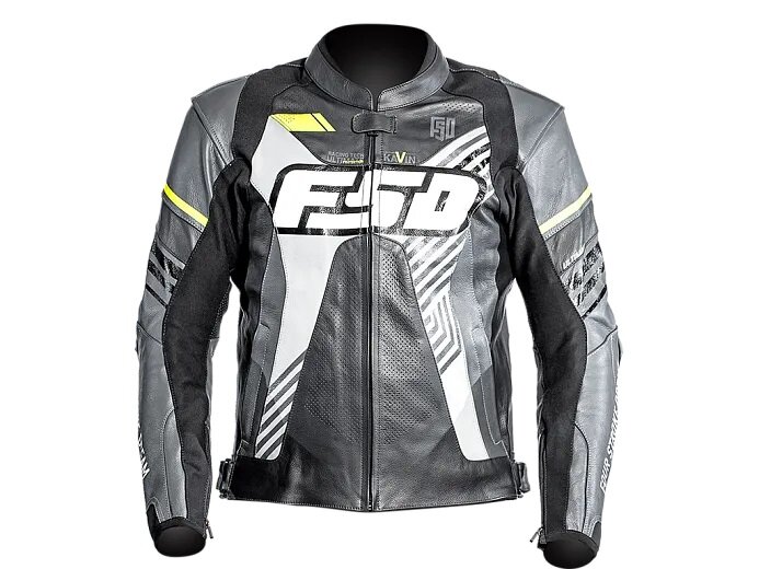 Мотокуртка FSD Kavin кожа black-grey. L. Черный-серый