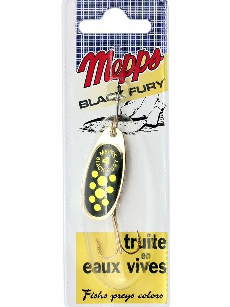 Блесна для рыбалки вращающаяся MEPPS "Black Fury JAUNE OR" №4 (8г) блистер