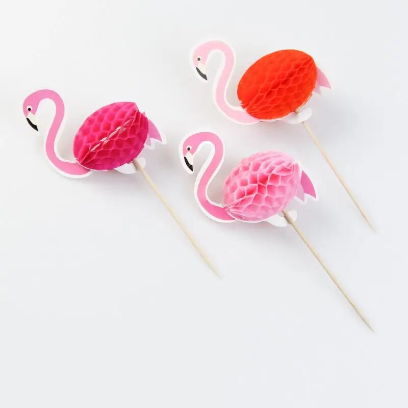 Картонные коктейльные палочки с фламинго и ананасами Ataozhekou Розовый, 20pcs