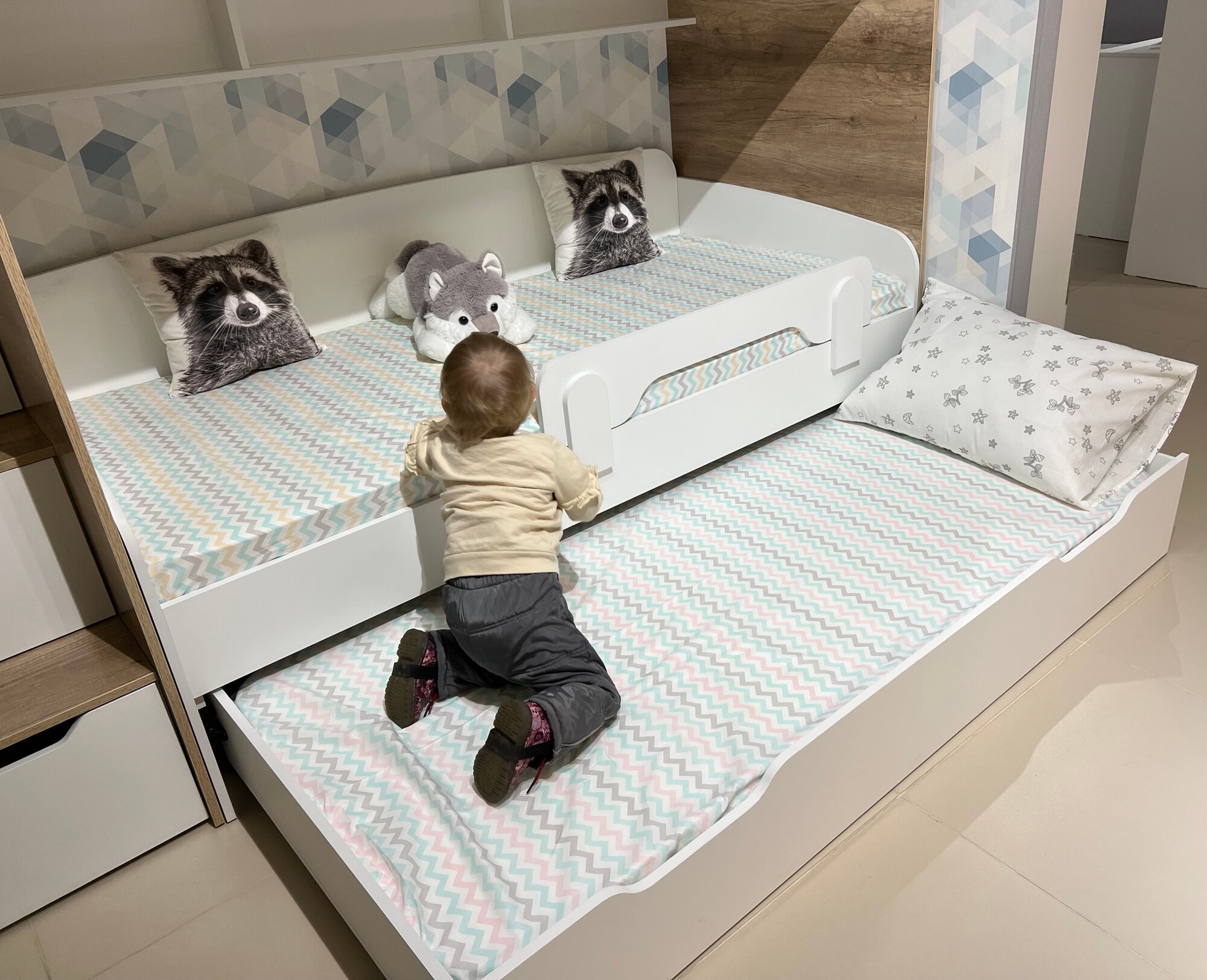 Кровать выдвижная Двушка (цвет: белый) 190х90