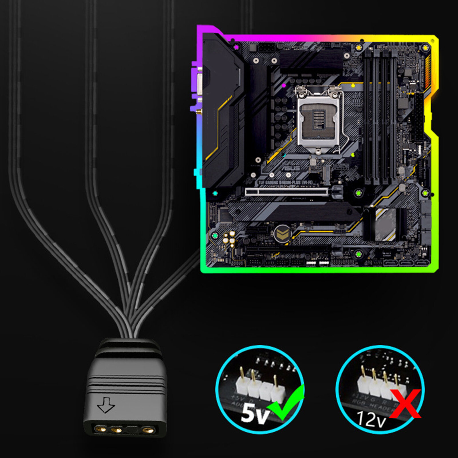 1 k 4 ARGB 5V 3Pin отдельный световой преобразователь для ПК синхронизация-кабель