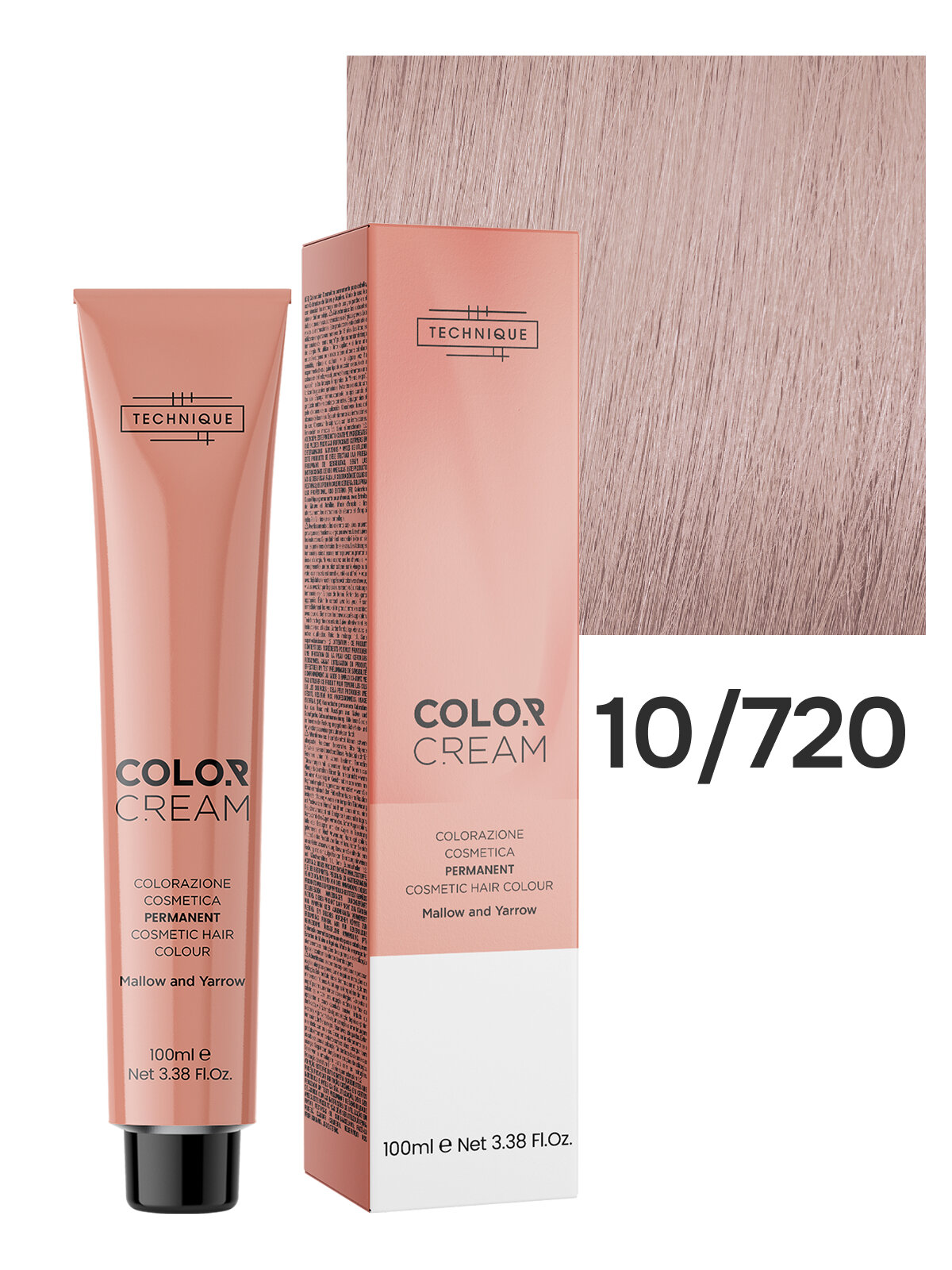 Крем - краска для волос профессиональная Technique Color Cream Permanent Cosmetic Hair Colour 10.720 Светлый блонд Бежево-перламутровый, 100 мл
