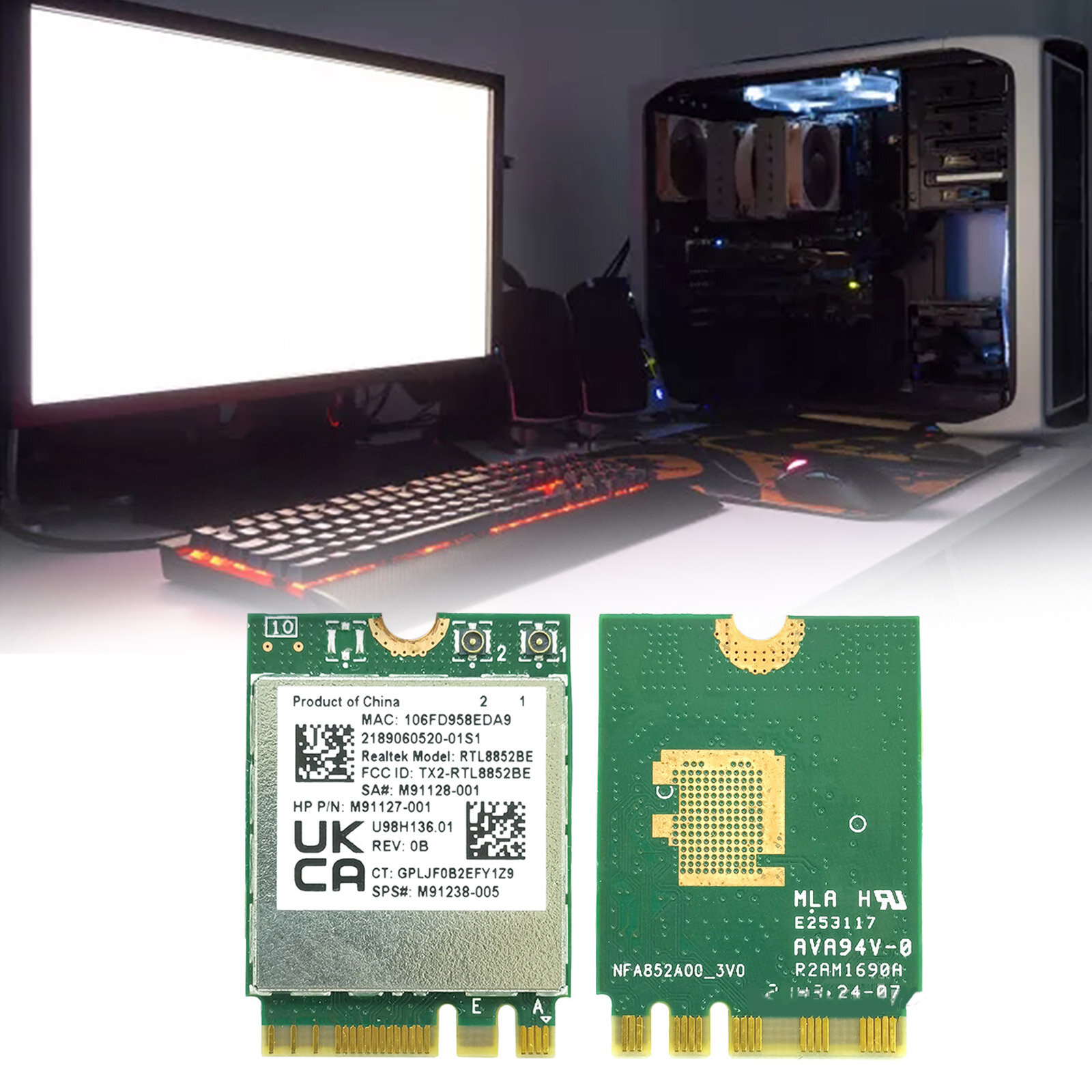 AX1800 RTL8852BE Wifi Card Dual-Band +Bluetooth 52 M2-NGFF Wlan
