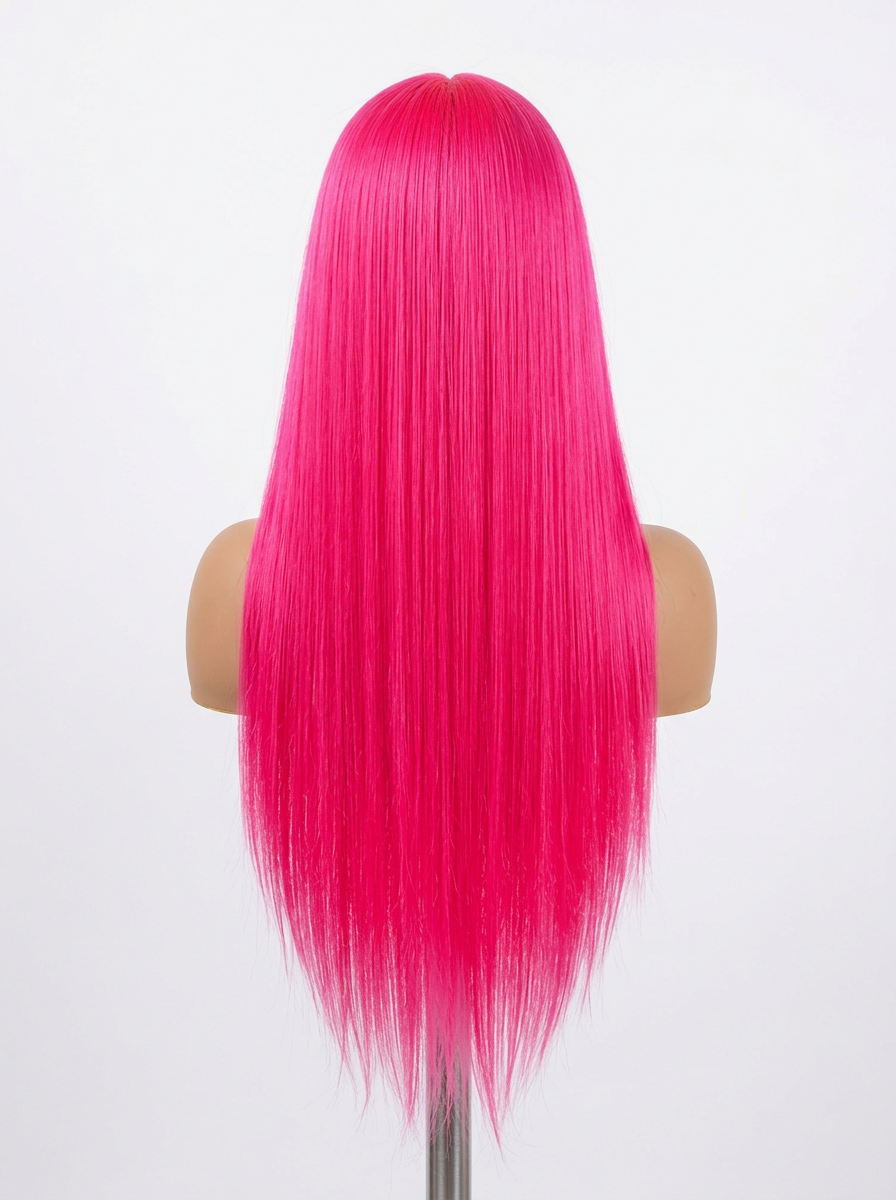 Парик Lace Front, искусственный, каскад, цвет розовый неон, длина 65см — фото 1