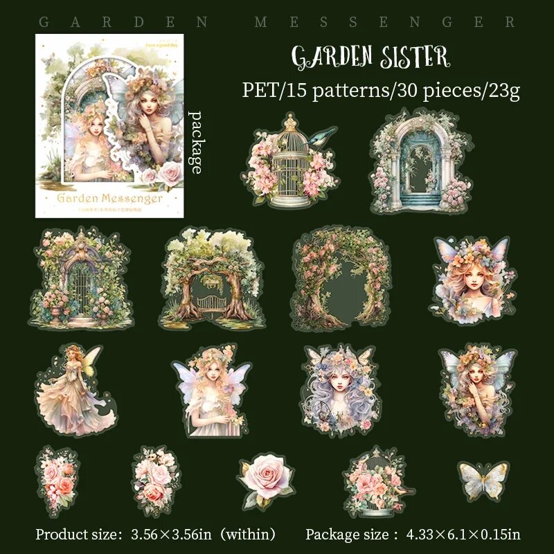 Набор стикеров Garden Sister, 30 шт, Цвет: TZB-HYSZ-02