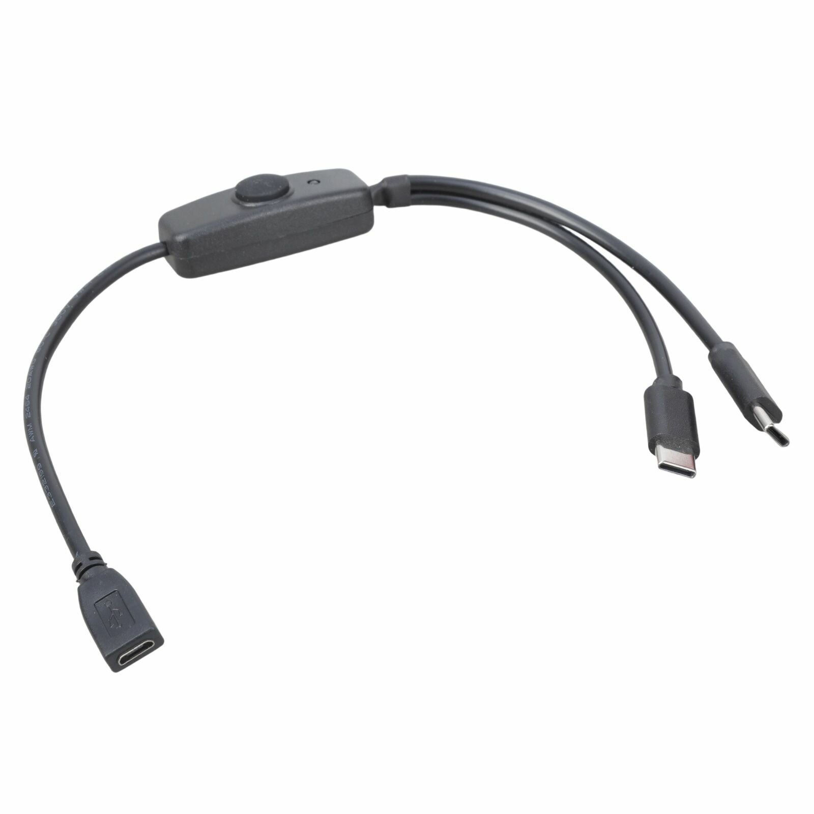 USB 5Pin на 2xType C Кабель с Кнопкой Управления для Телефонов и Игрушек
