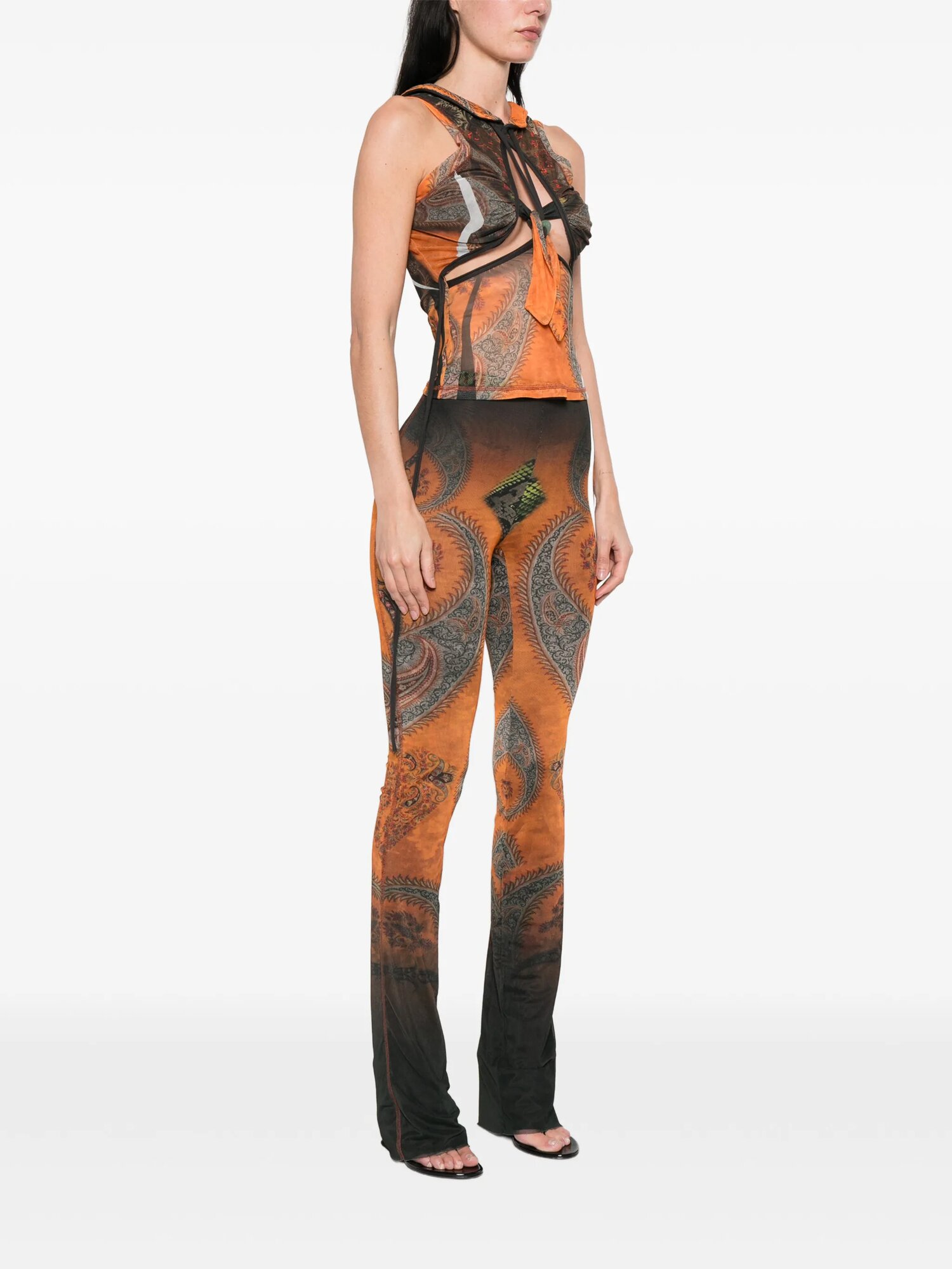 Топ Ottolinger Printed tie-detail top, размер XS, orange — фото 1