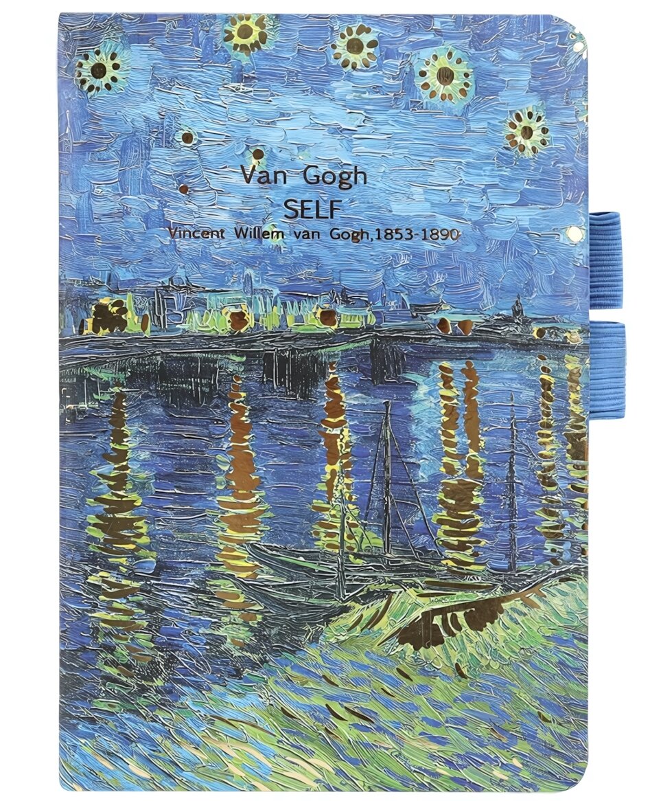 Блокнот "Звездная ночь" 11х16 см, 80 листов в линейку, твердая обложка, петля для ручки, для записей и творчества