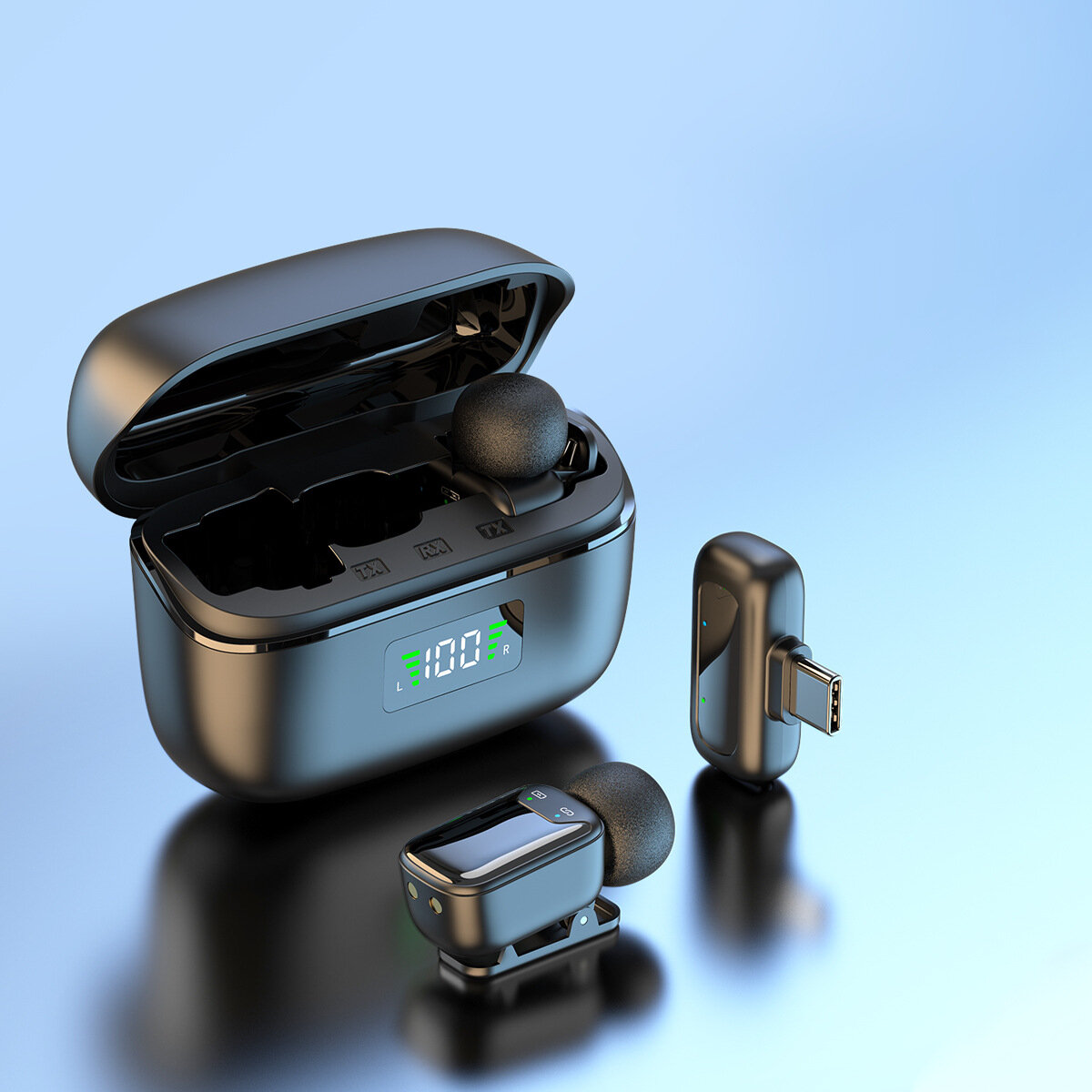 Микрофон петличный, 2шт. беспроводной с шумоподавлением, петличка, для телефона, для айфона