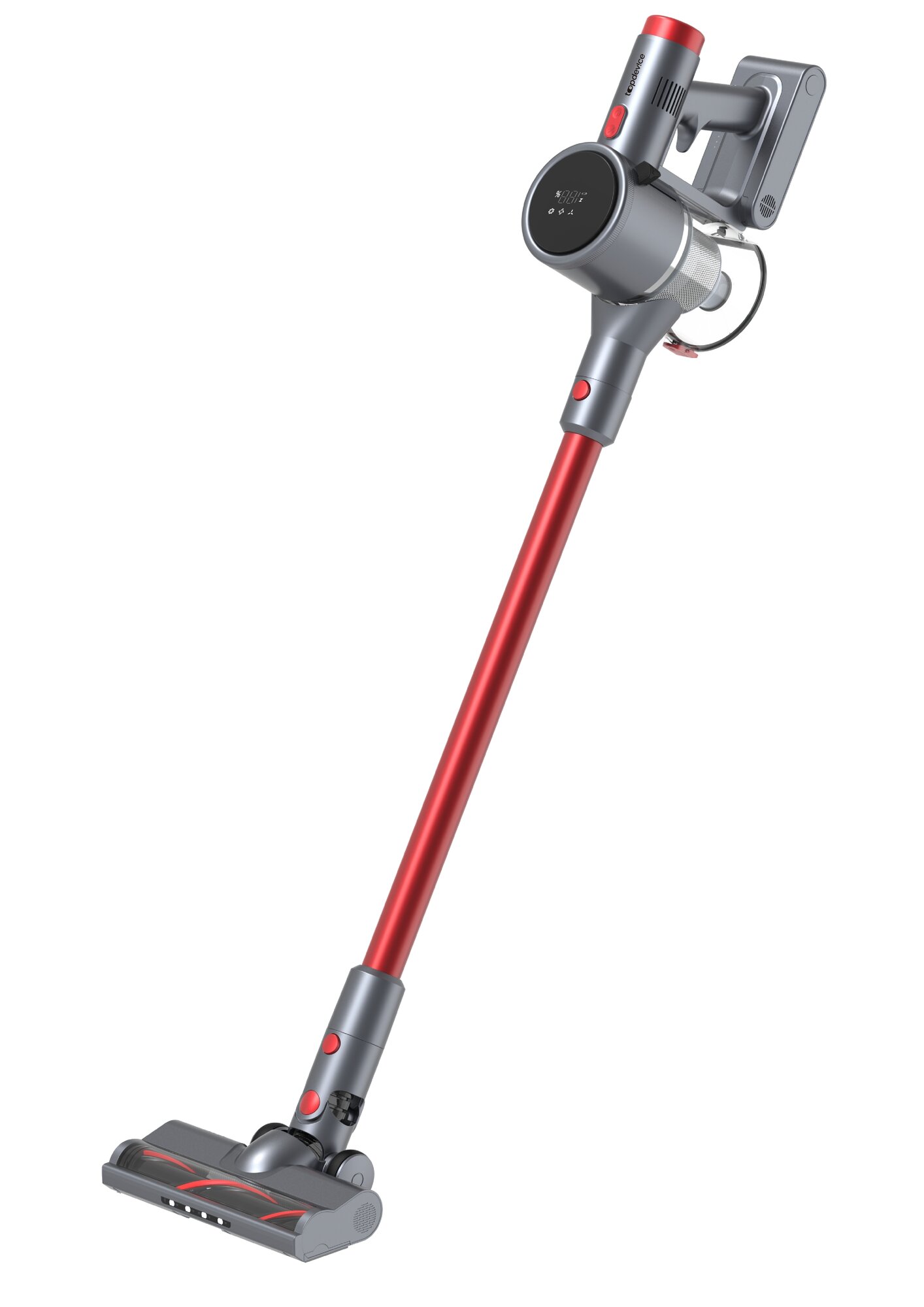 Пылесос вертикальный Topdevice WVC200 красный/серый, питание от аккумулятора, 250 Вт, уборка сухая/влажная, пылесборник 0.6 л