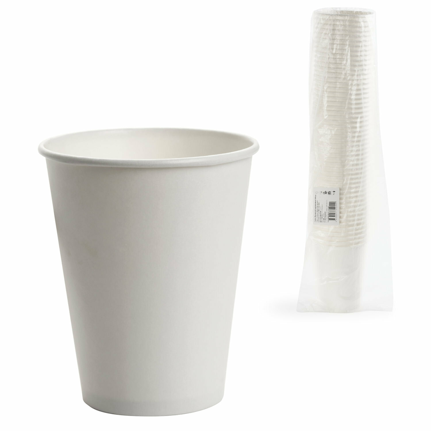 Набор стаканов Формация одноразовые, бумажные, 300/430 мл, диаметр 90 мм, однослойные белые, холодное, горячее, 50 шт HB90 430 0000