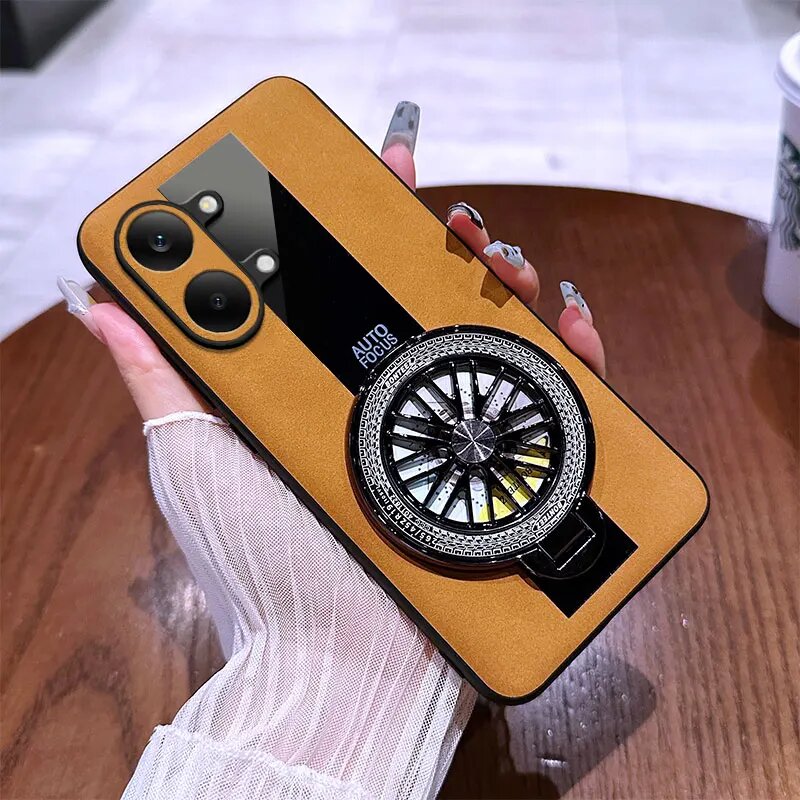 Желтый чехол на Poco X8 Pro Max с держателем