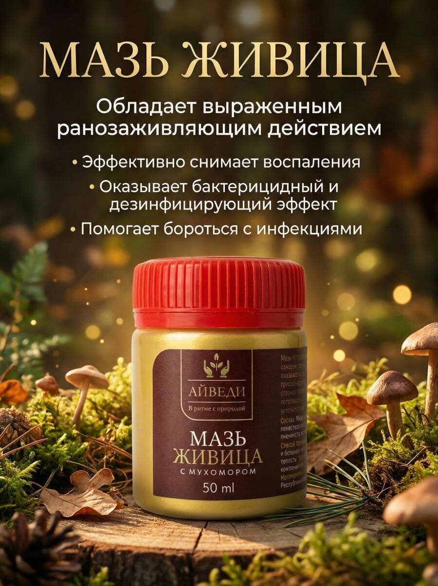 Мазь Живица с мухомором (от воспалений и инфекций) 50 мл.