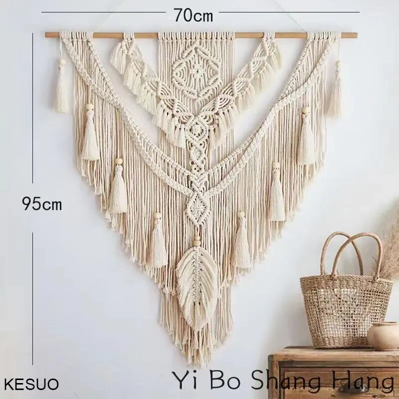Настенная декорация в скандинавском стиле, панно макраме 70X95CM, ручное плетение