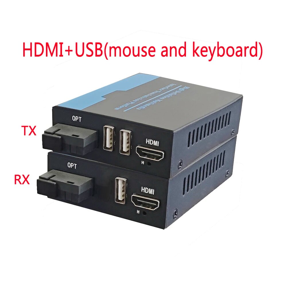 Оптоволоконный медиаконвертер HDMI, удлинитель видео KVM (HDMI-совместимый + USB) для mini with KVM