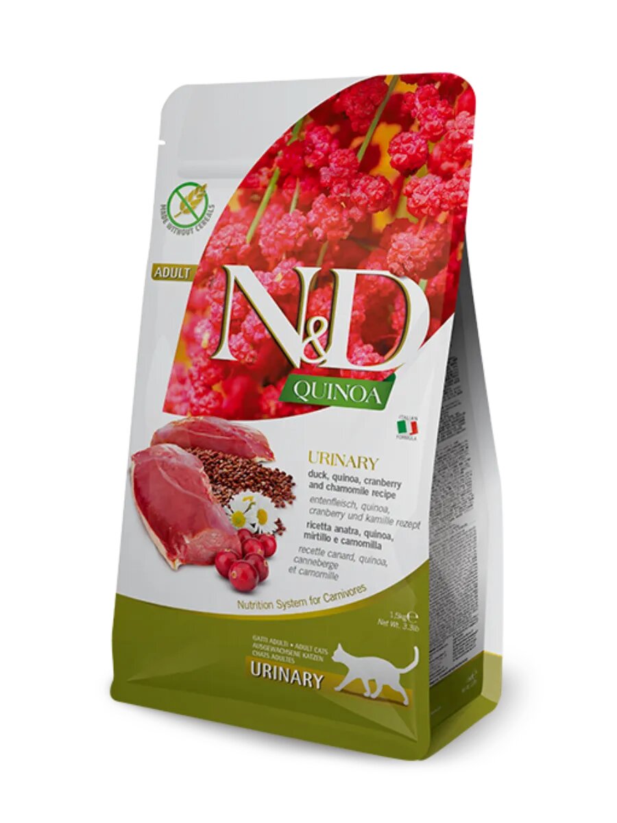 Сухой корм Farmina N&D QUINOA URINARY (Фармина) для кошек профилактика МКБ, утка и киноа, 1.5 кг