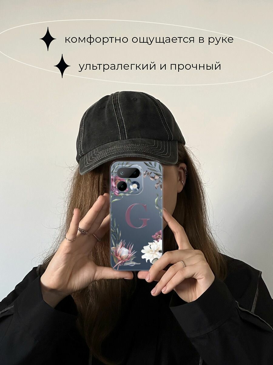 Силиконовый чехол на Realme 16 Pro / Реалме 16 Про с принтом Буква G в цветах — фото 1