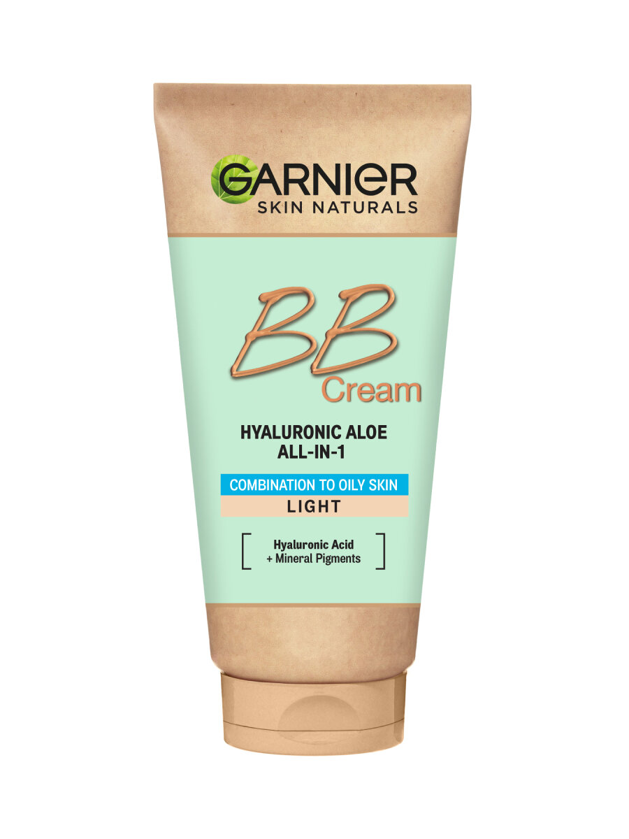 Garnier BB Крем Гиалуроновый Алоэ-уход 5-в-1, для смешанной и жирной кожи, с гиалуроновой кислотой, алоэ вера и минеральными пигментами, матирующий, SPF 25, 50 мл