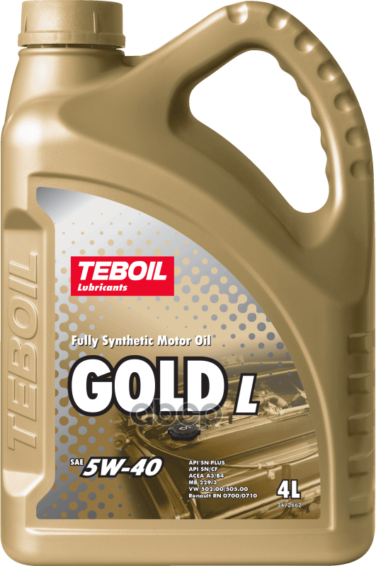 Teboil Моторное масло TEBOIL Gold L 5W40 4л (замена 3475041)