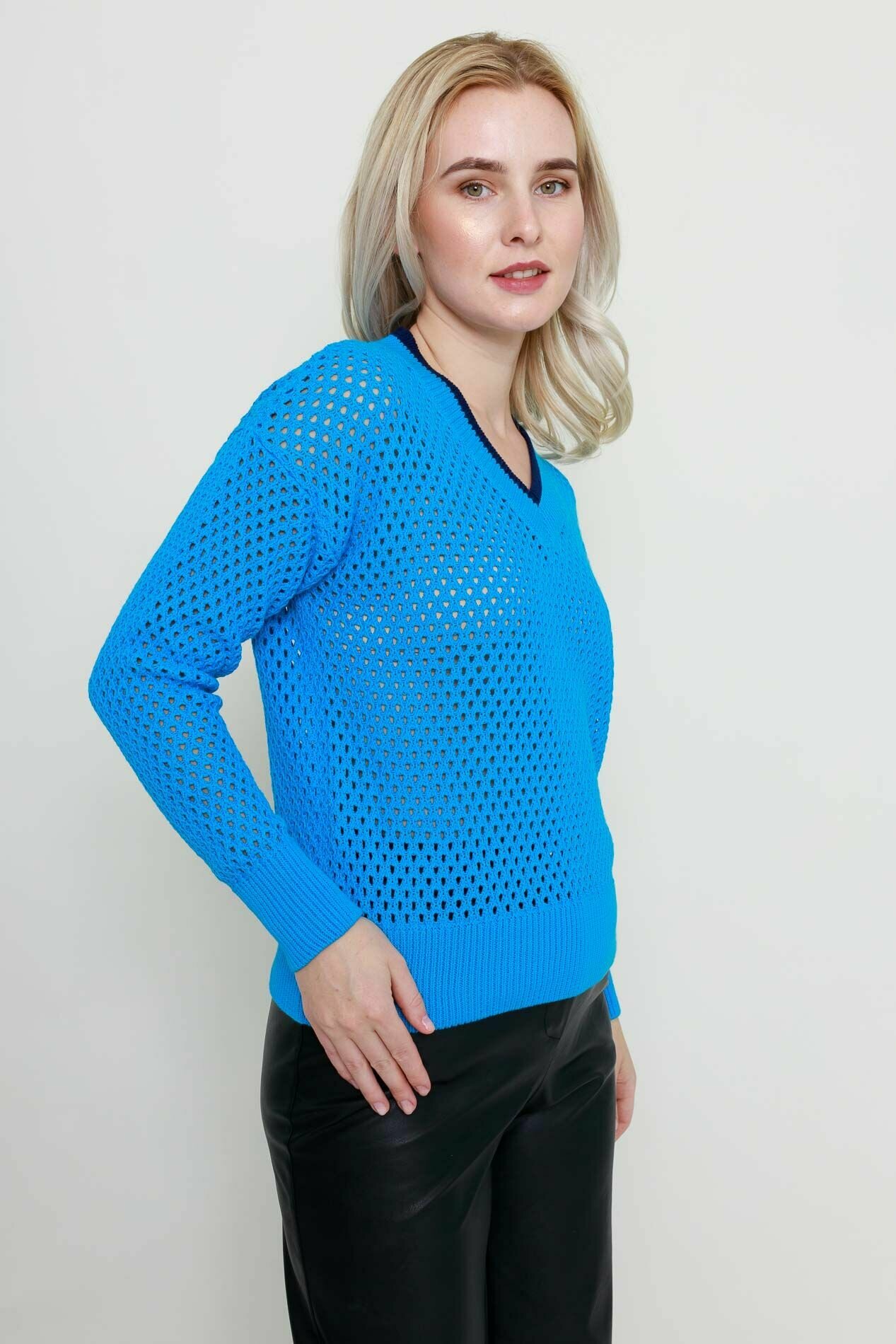 Джемпер KHAN Cashmere, размер XL-2XL(50-52), синий — фото 1